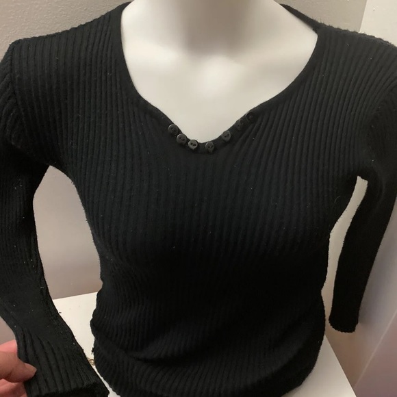 Sweaters | Women Ribbed Knit Boutique Black Body Fit Tops S | Poshmark